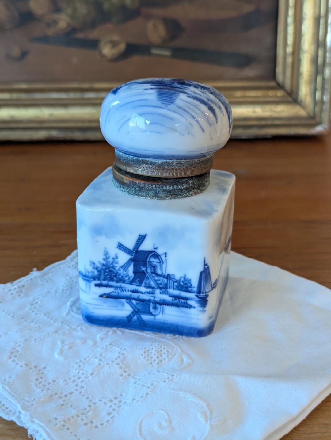 Antique German Handpainted Swaine and Co Germany Delf Inkwell, Antique ...