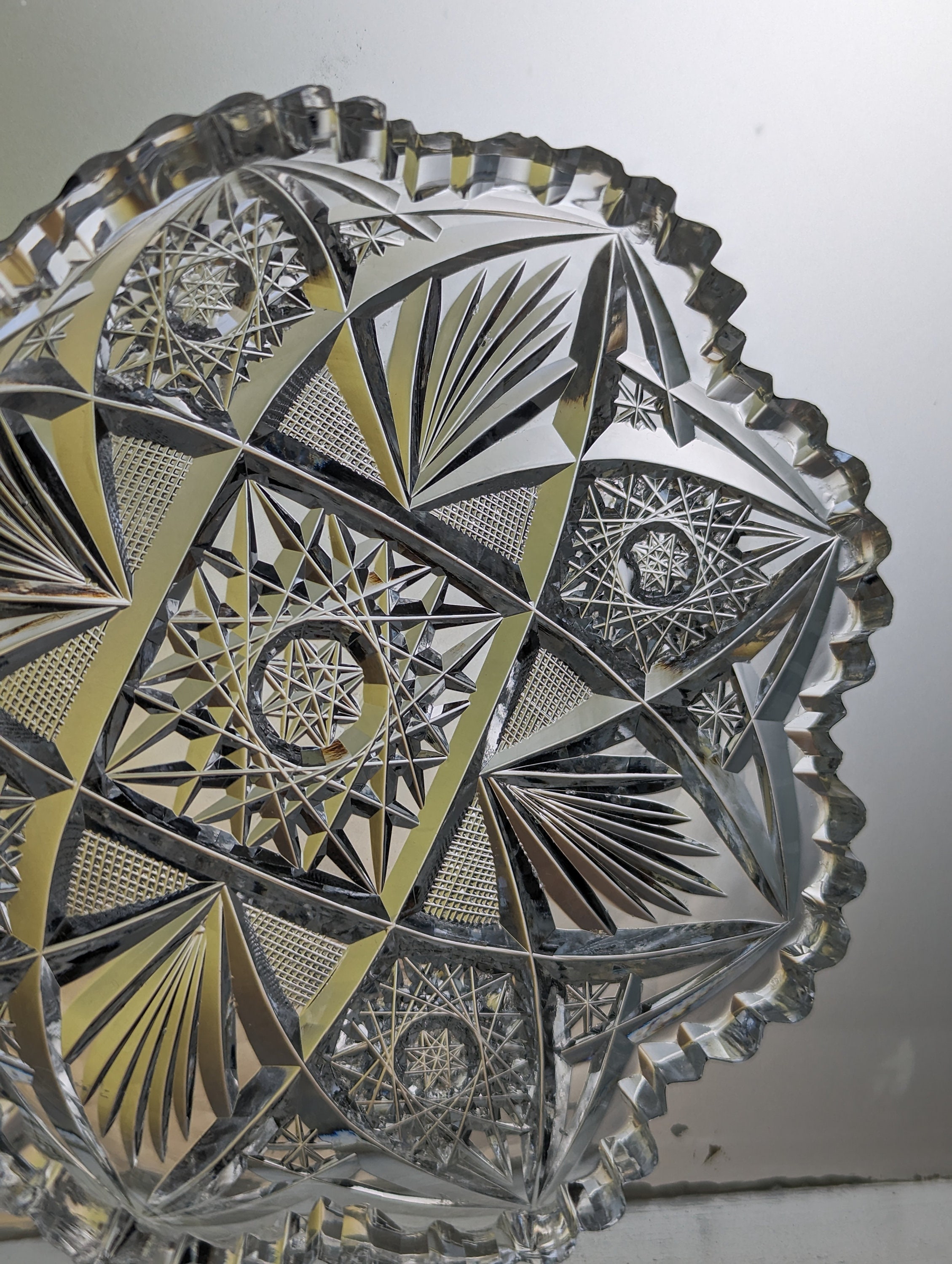 Antique ABP Cut Glass 5 in Lotus Pattern Bowl by Eggington C1899 ...