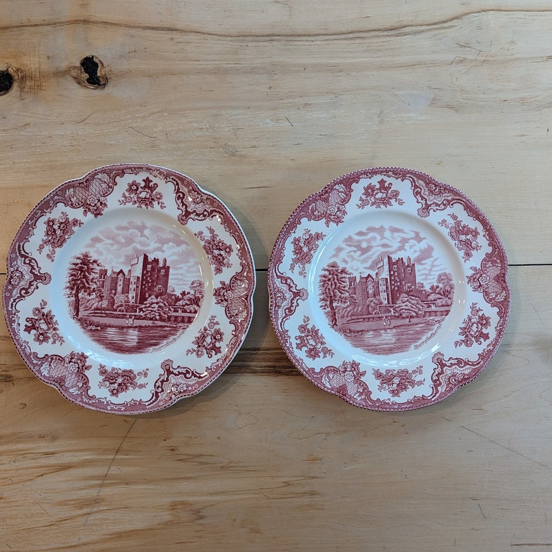 Red Transferware Plates - Etsy