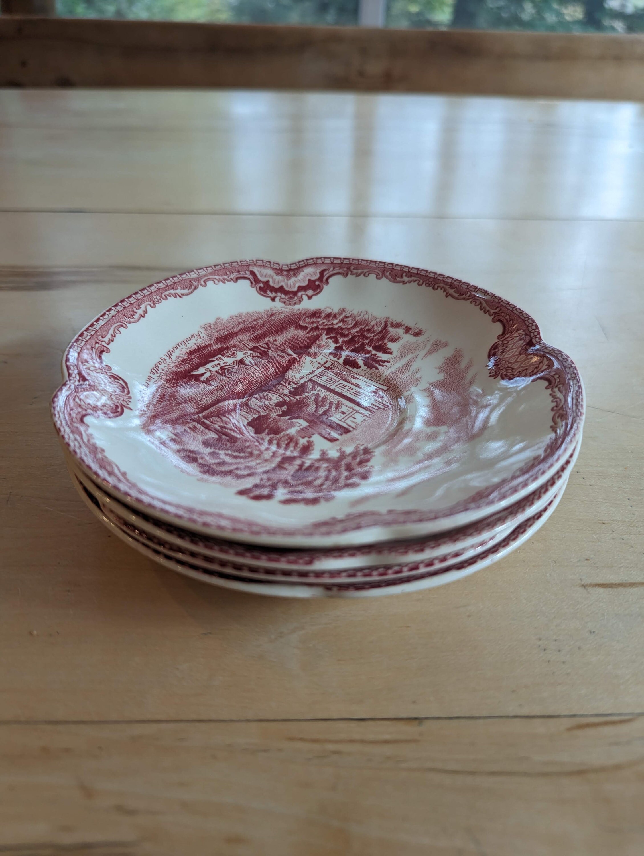 Set of 4 old British Castles Pink Johnson Brothers 5 3/4 Kenilworth ... Set of 4 old British Castles Pink Johnson Brothers 5 3/4 Kenilworth ...