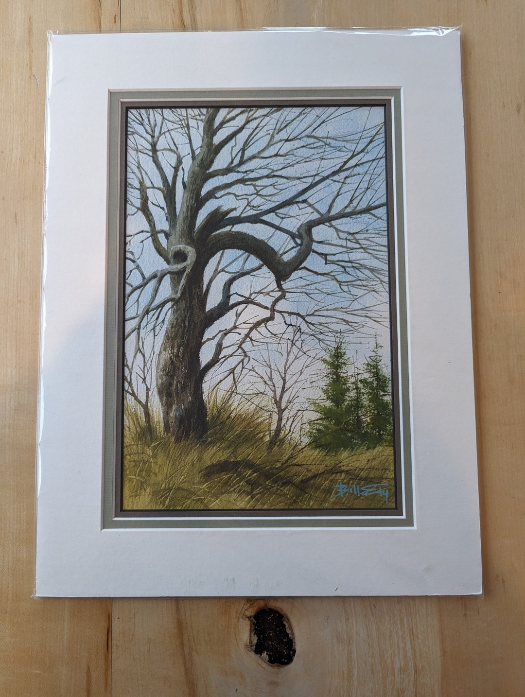 Vintage Landscape Original Watercolor Painting Signed Bill Ely, Tree ...