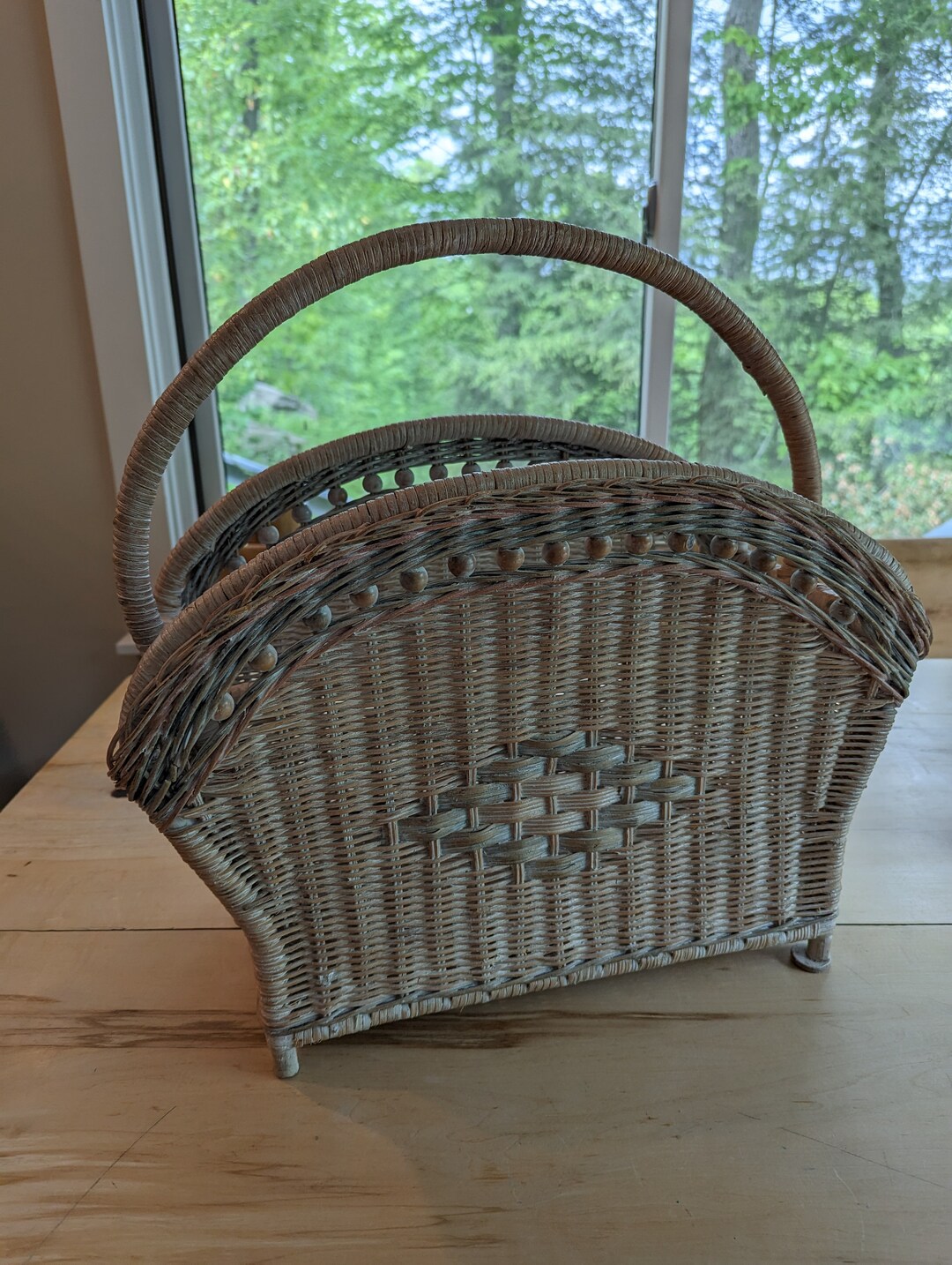 Wicker Magazine Storage Rack, 1970 Cottage Decor Wicker Storage for ...