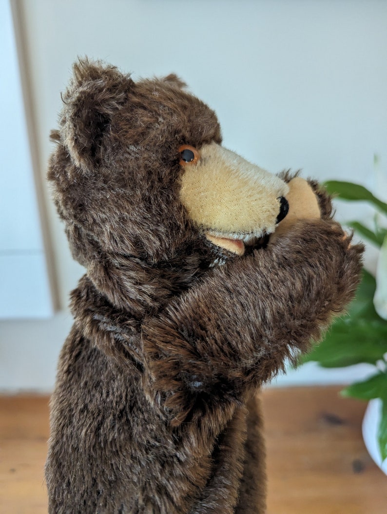 STEIFF Vintage Brown Tedyy Bear Hand Puppet 1960' Rare Steiff Mohair ...