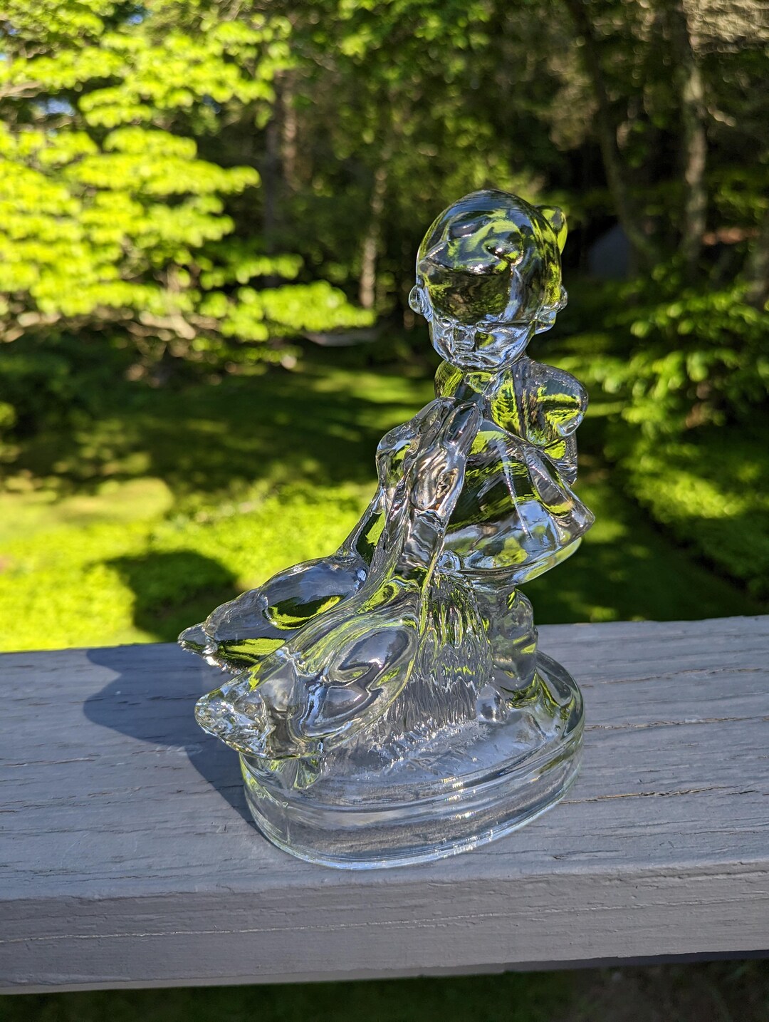 Vintage Glass Girl With Goose Figurine L. E Smith Glass - Etsy