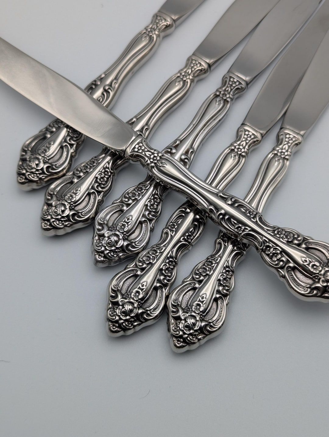 Vintage Oneida Michelangelo Cube Mark Stainless Steel Dinner Knives 6 ...