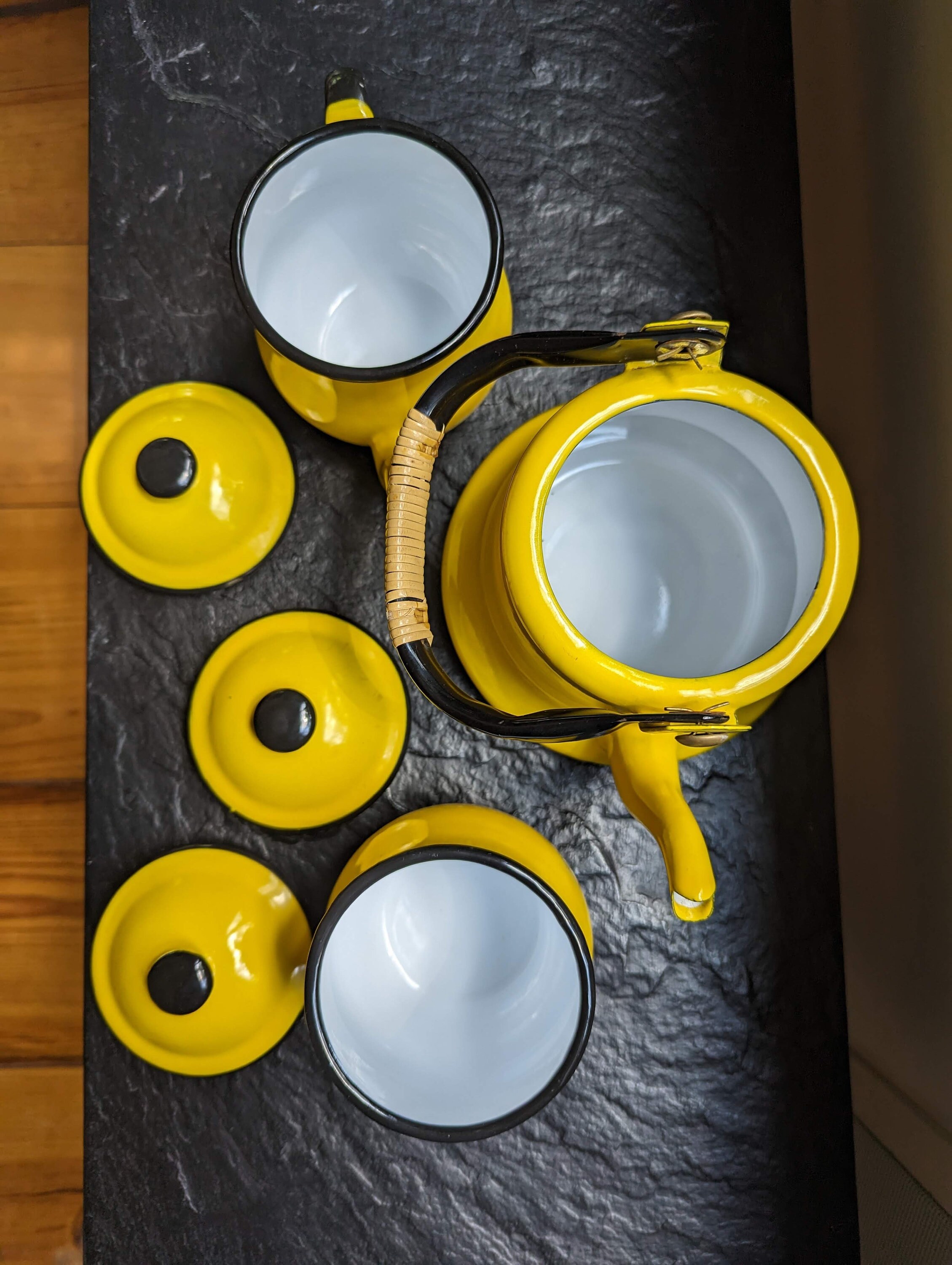 Yellow Enamelware Teapot Set Asahi Japan Yellow Teapot Sugar - Etsy