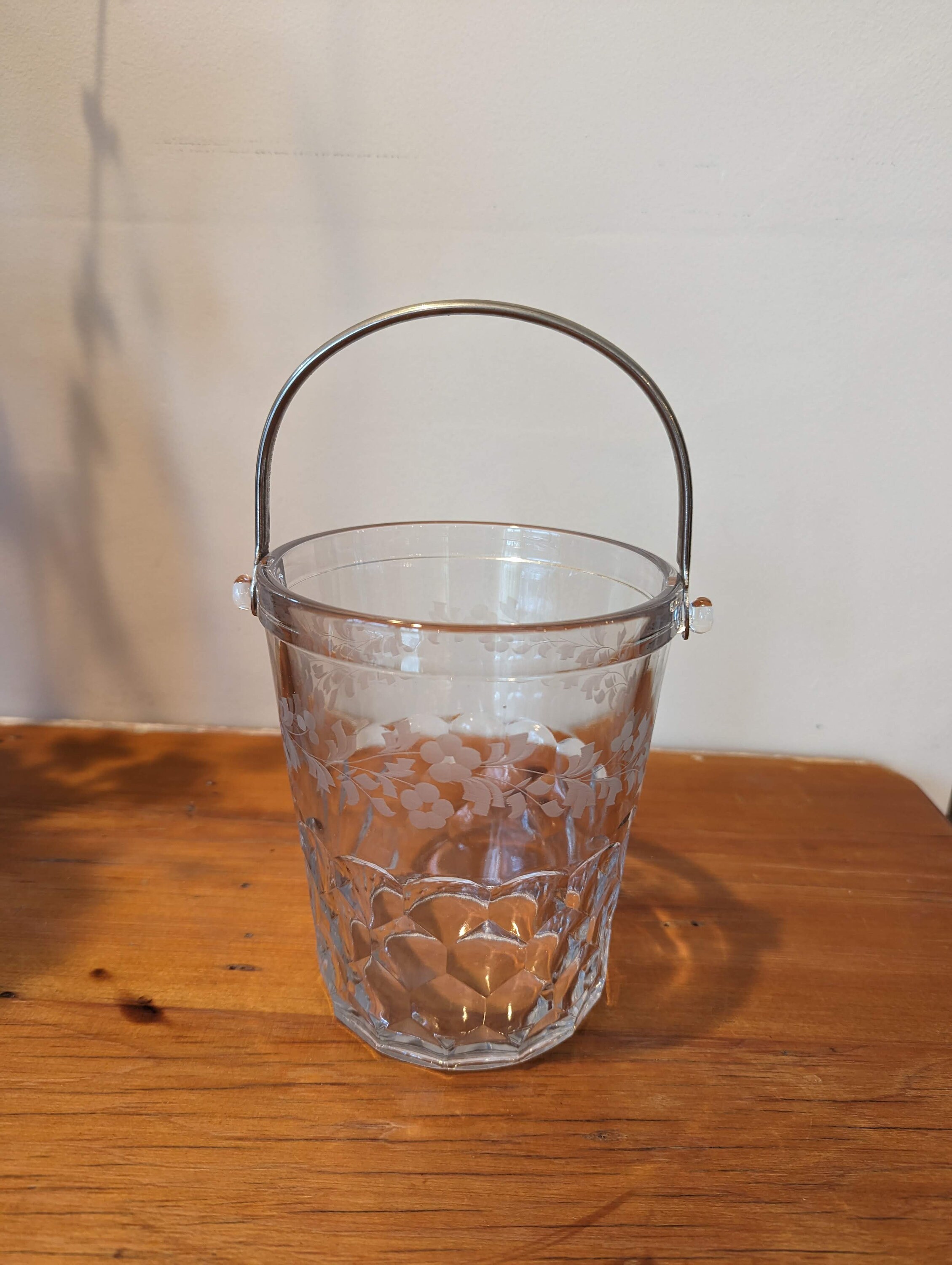 Vintage Etched Glass Ice Bucket Floral Etched Glass Bucket - Etsy