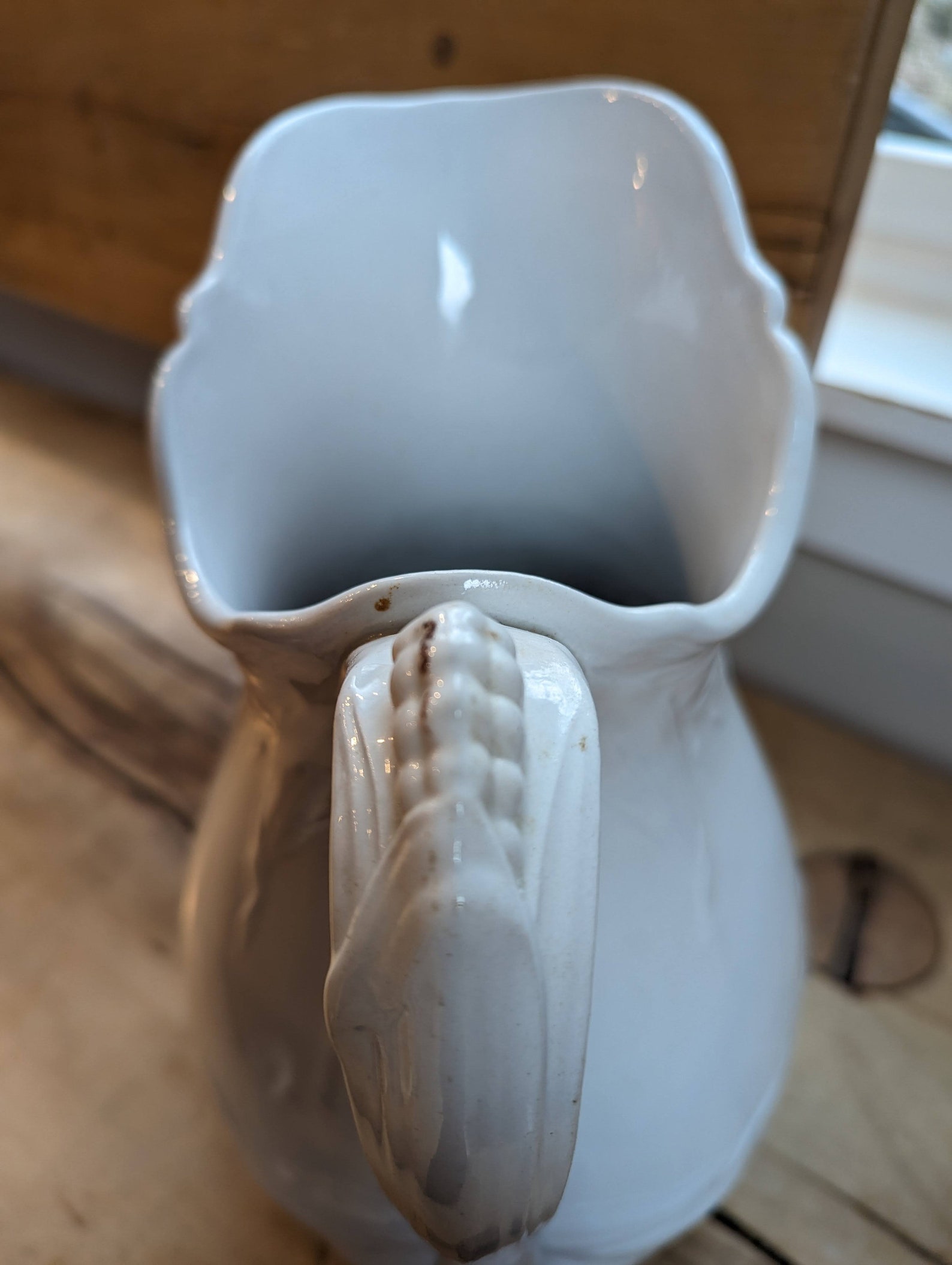 Large Antique White Davenport Ironstone Pitcher With Corn and Oats ...