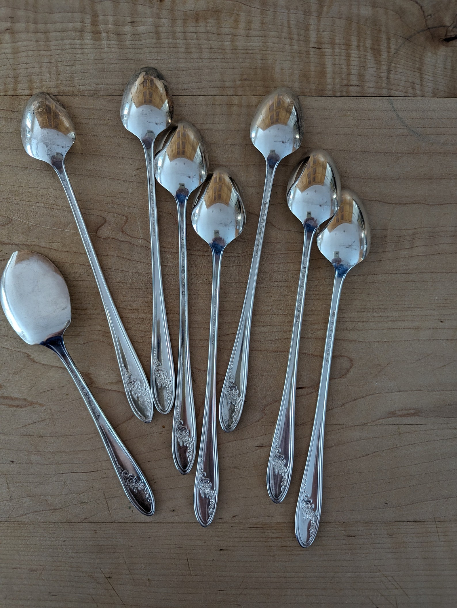 Vintage Ice Teaspoon Set Tudor Plate Oneida Community Set of 8 Queen ...