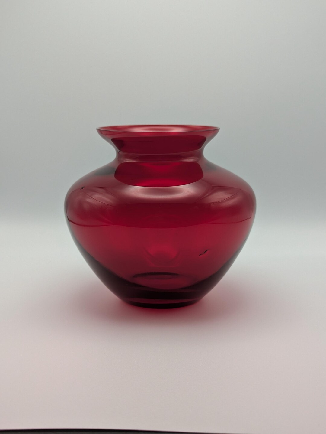 Vintage Hand Blown Ruby Glass Vase, Red Glass Vase Mid Century ...