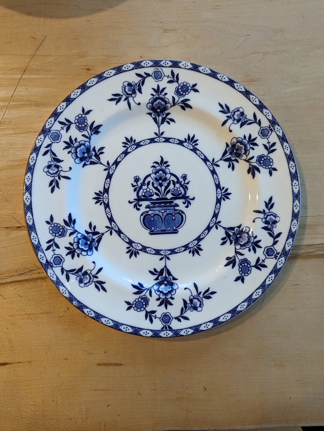 Antique Delft Royal Doulton Plate, Cobalt Blue and White Urn and ...