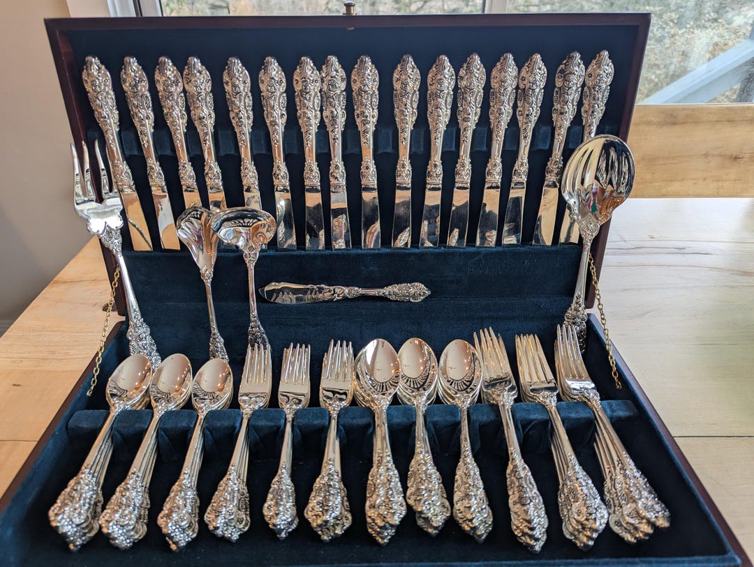 Vintage FB Rogers Grand Antique Silverplate Flatware Set for 16 by ...