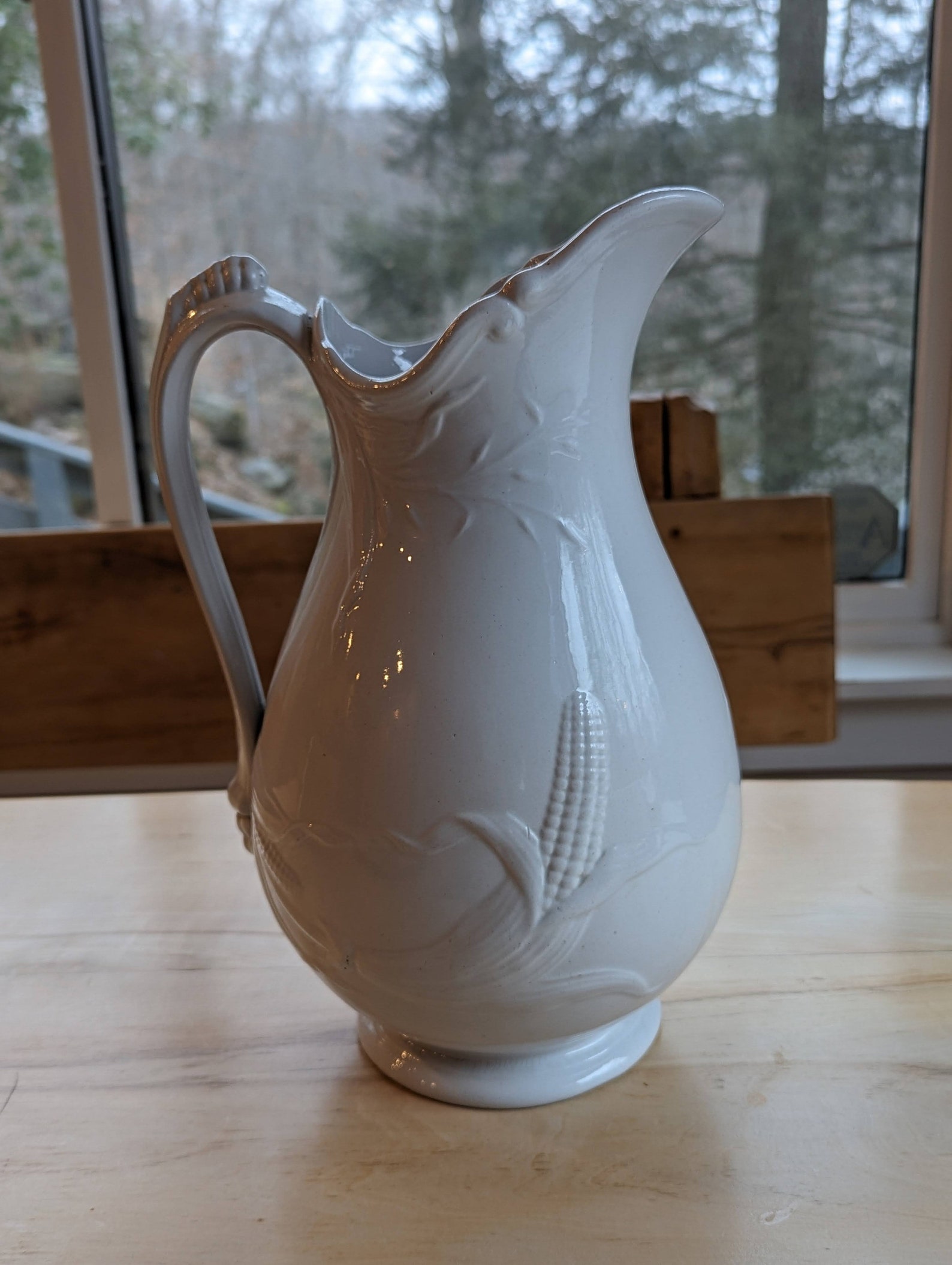 Large Antique White Davenport Ironstone Pitcher With Corn and Oats ...