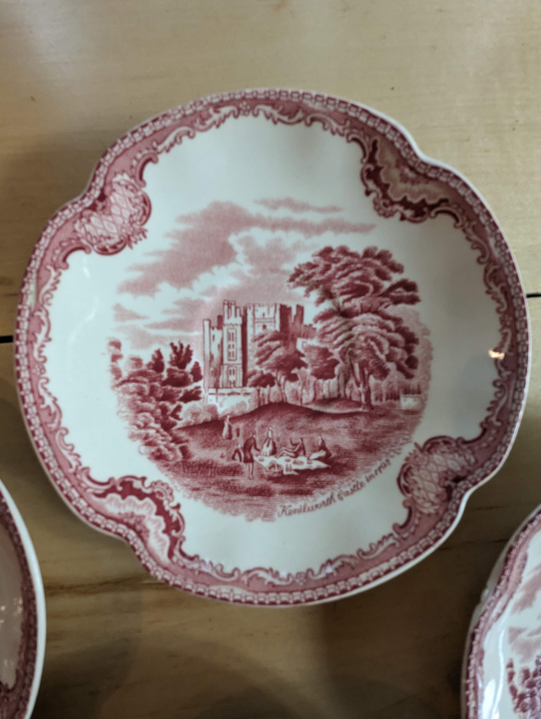 Set of 4 old British Castles Pink Johnson Brothers 5 3/4 Kenilworth ... Set of 4 old British Castles Pink Johnson Brothers 5 3/4 Kenilworth ...