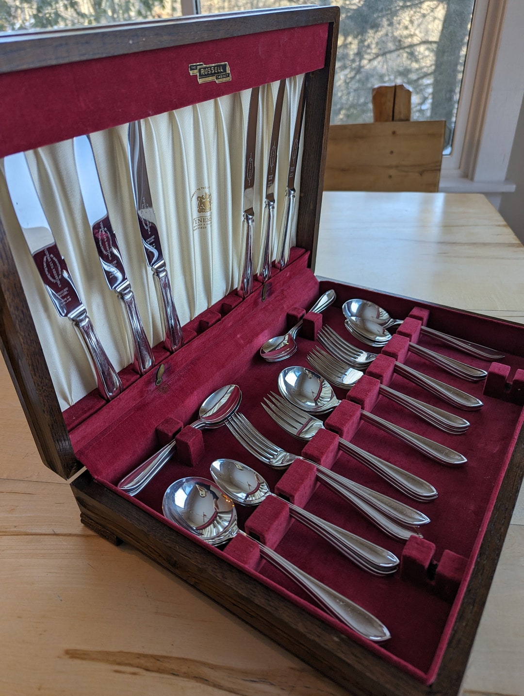 Vintage Viners Ltd. Sheffield Flatware Set for 6 With Box, Glossy Mid ...