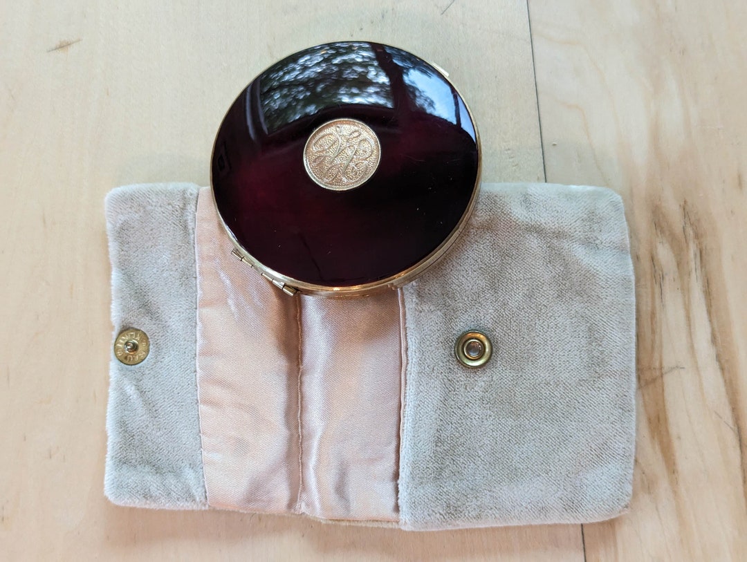 Vintage Ultima II Maroon Enamel Compact P 62 Revlon Translucent Pressed ...