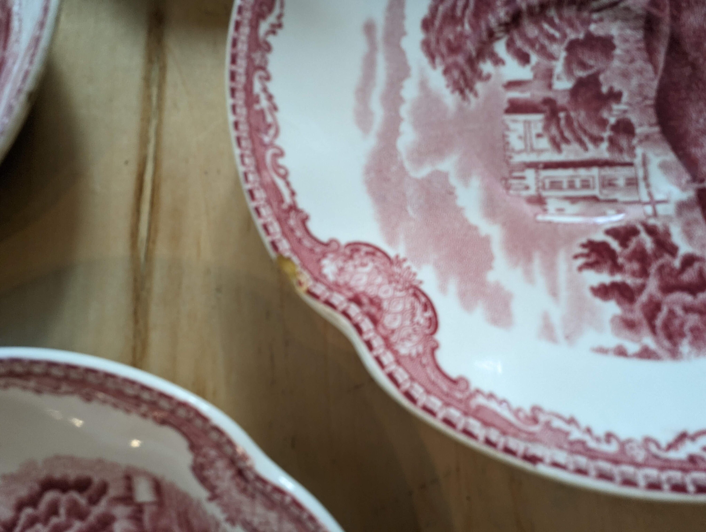 Set of 4 old British Castles Pink Johnson Brothers 5 3/4 Kenilworth ... Set of 4 old British Castles Pink Johnson Brothers 5 3/4 Kenilworth ...
