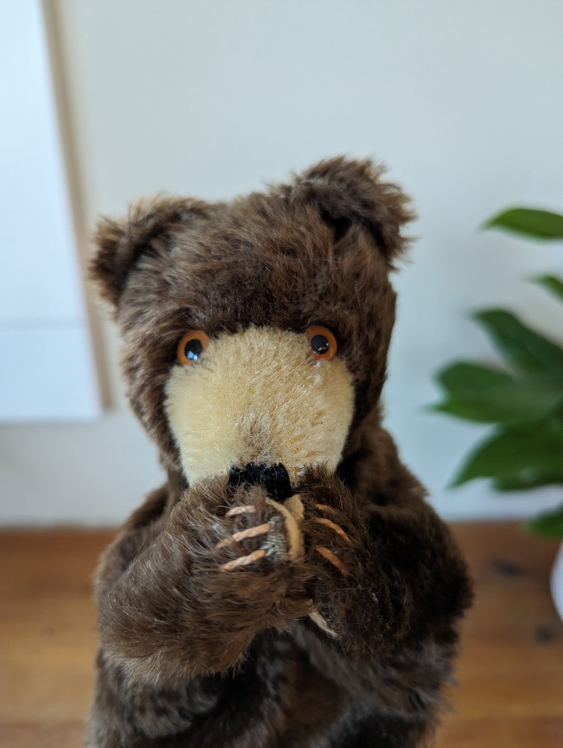 STEIFF Vintage Brown Tedyy Bear Hand Puppet 1960' Rare Steiff Mohair ...