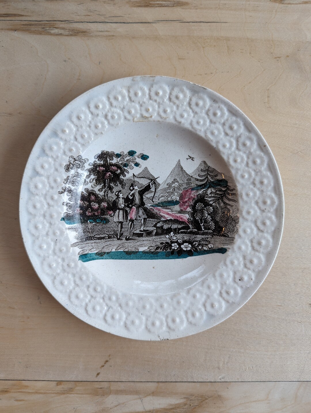 Antique Victorian Plate Hunting Scene, 19th Century English Child's ...