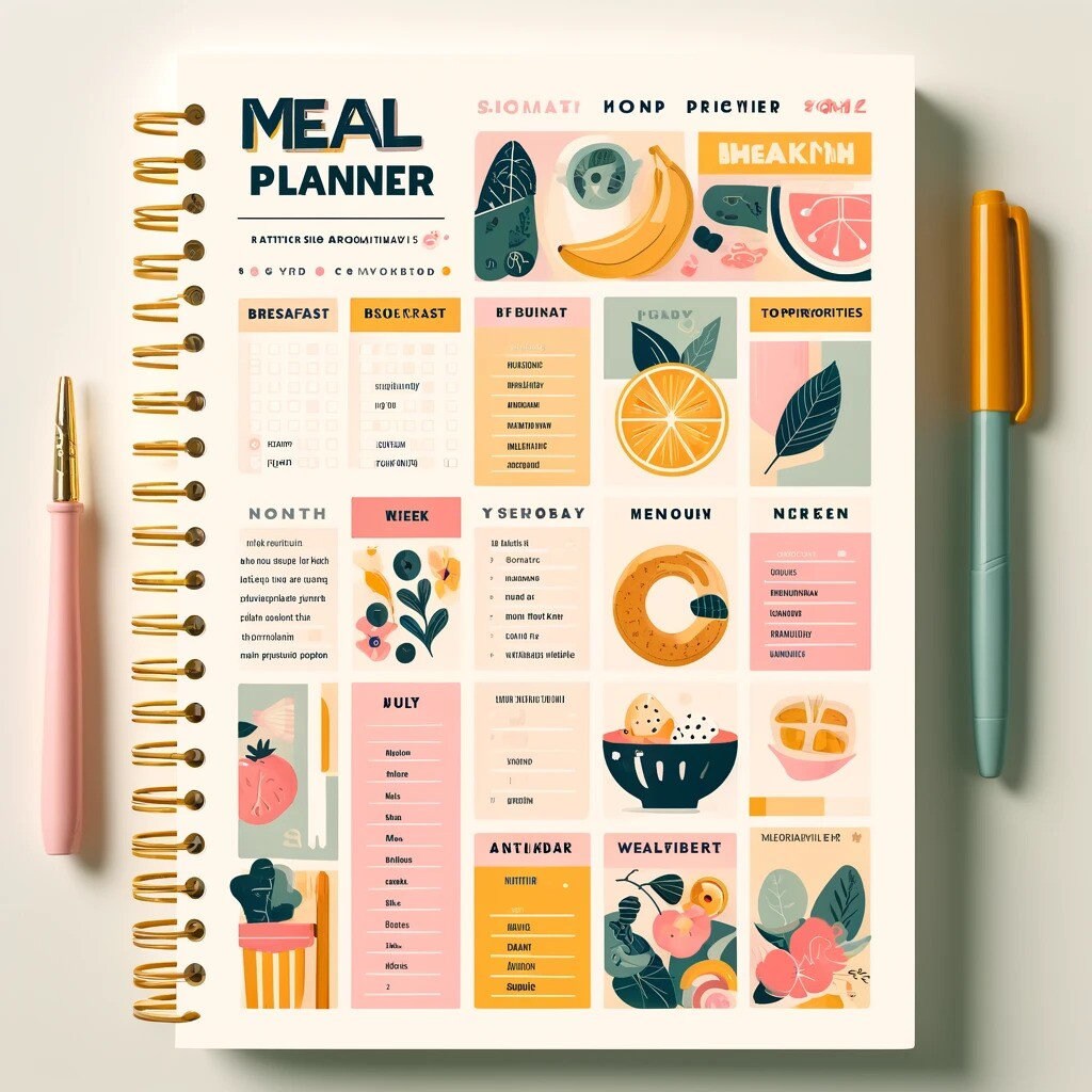 Meal Planner Templates, Weekly Food Diary, Monthly Meal Tracker, Daily ...