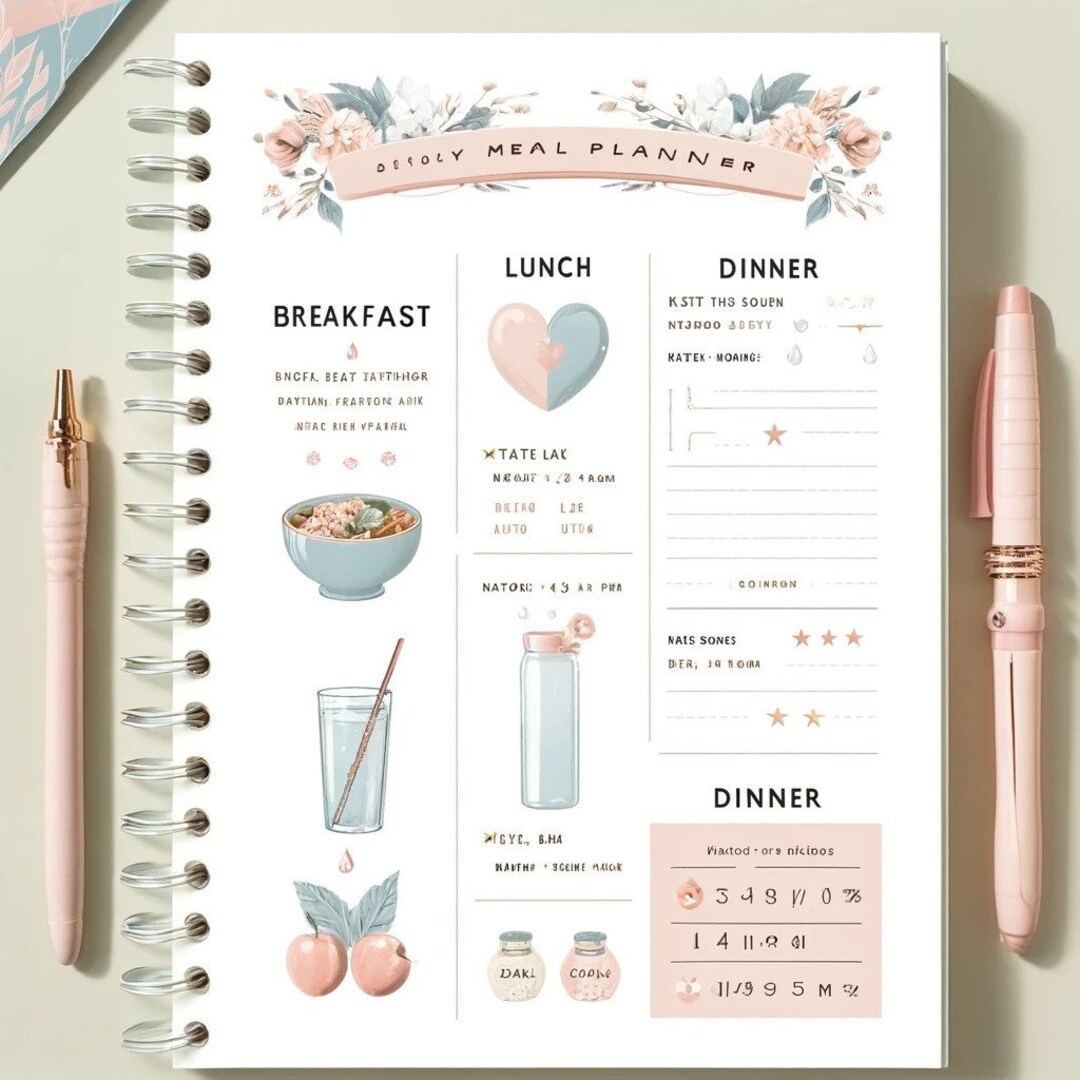 Meal Planner Templates, Weekly Food Diary, Monthly Meal Tracker, Daily ...