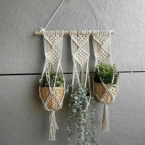 Triple Macrame Plant Hanger - Etsy