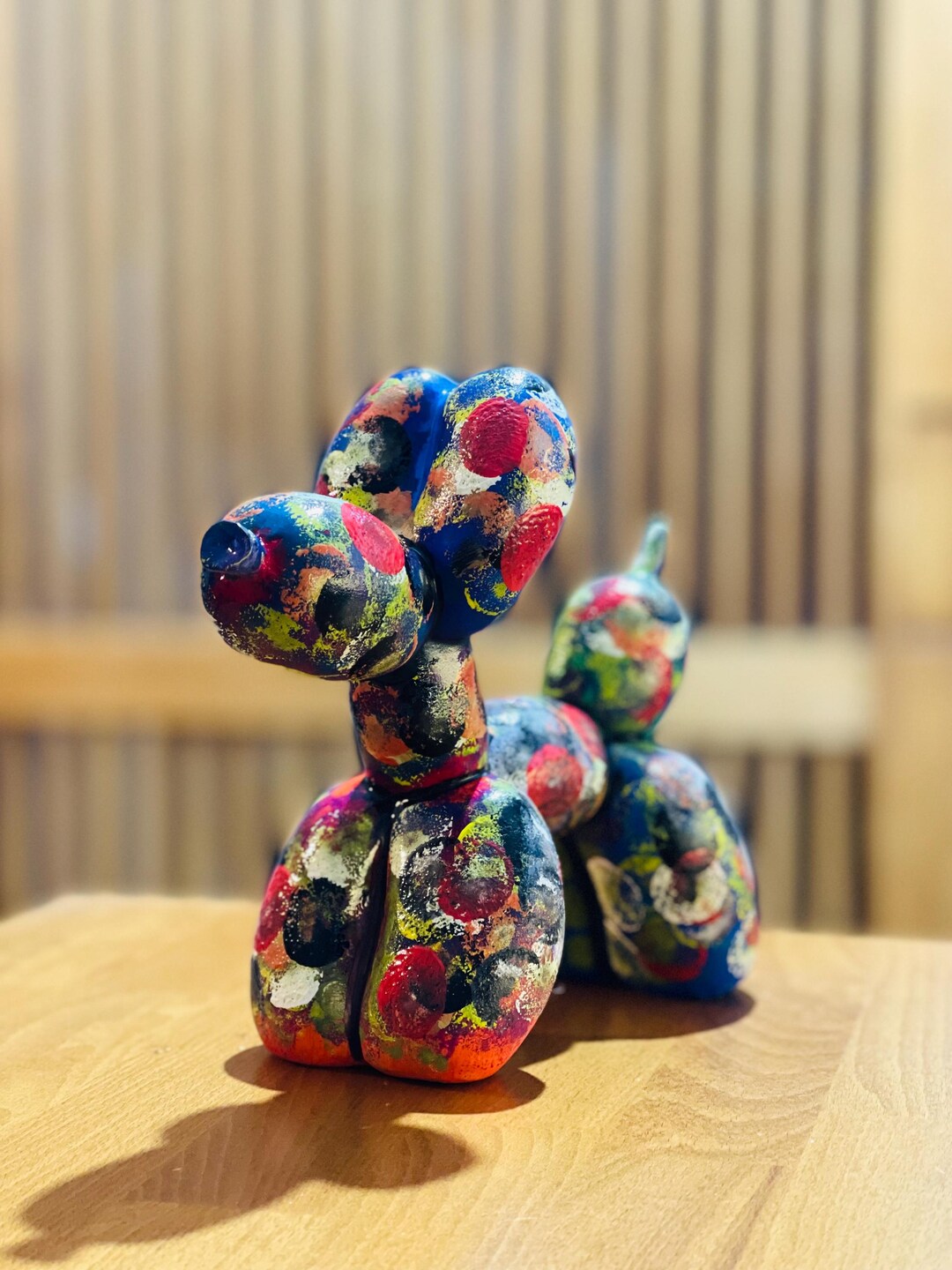 Colorful Balloon Dog Figurine: Handmade Polyester Art Statue (20x18 Cm ...