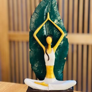 Yoga Girl Statue With Leaf: Elegant Polyester Sculpture - Etsy