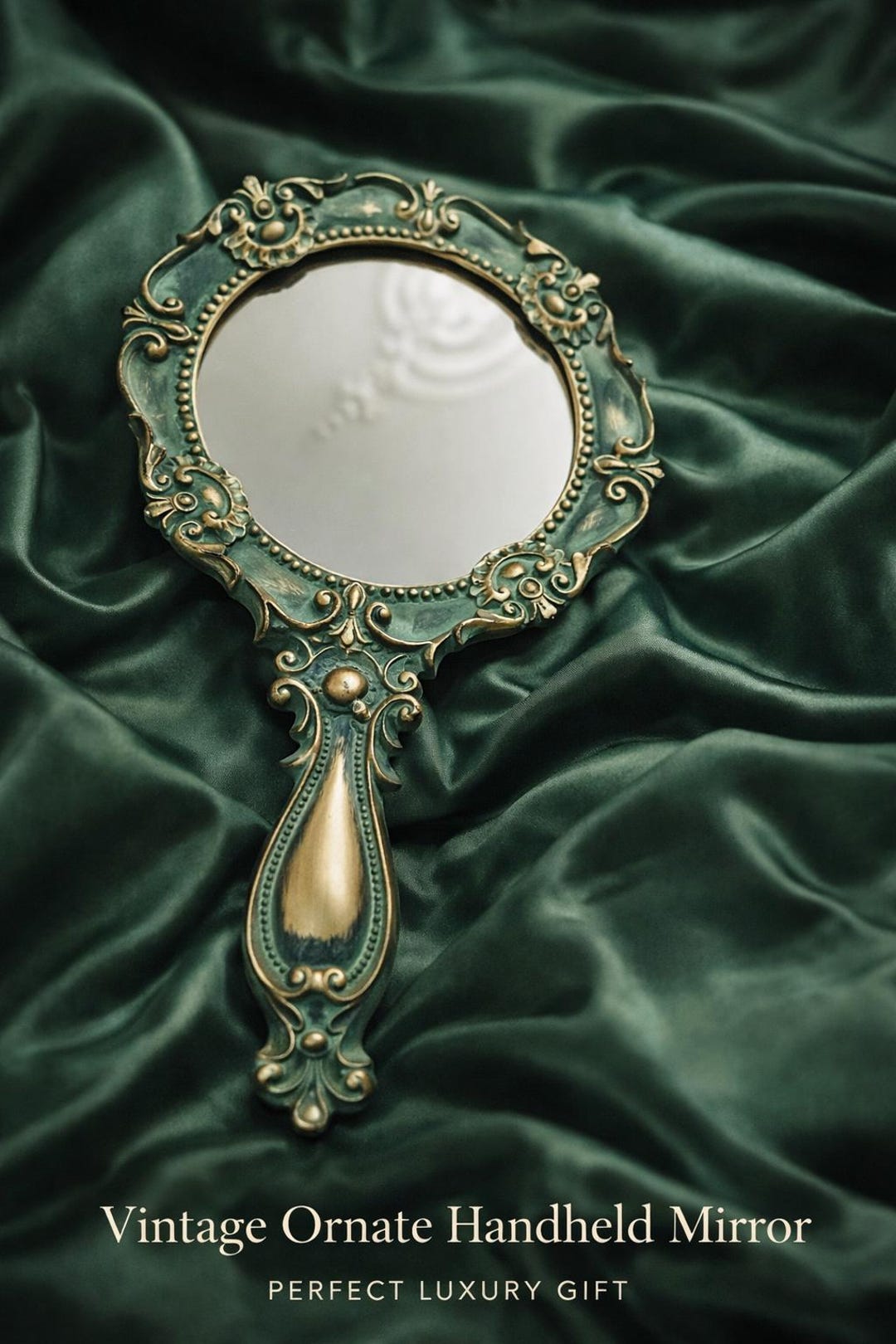 Handmade Vintage Hand Mirror, Green Gold Distressed Hand Mirror ...