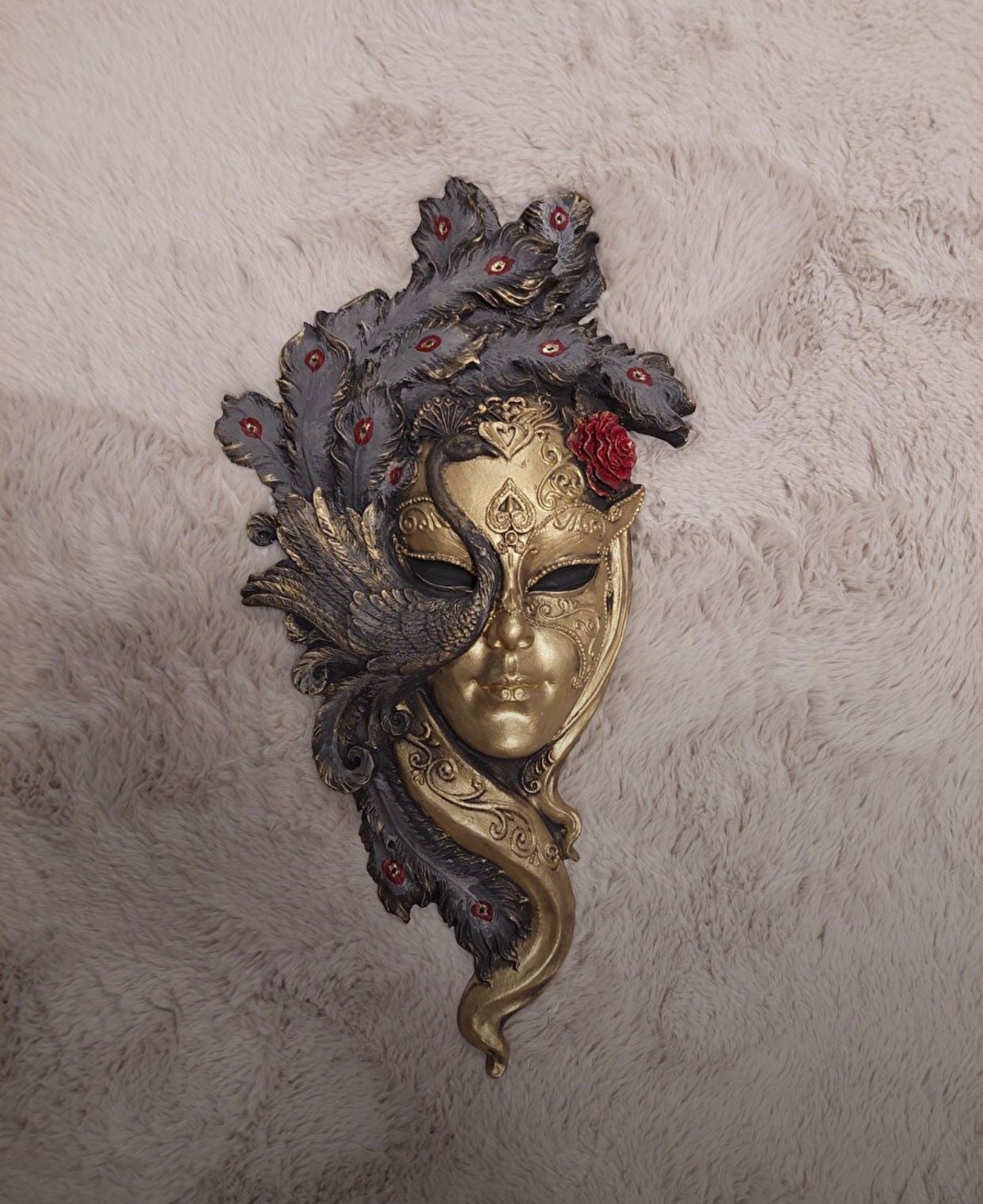 Venetian Carnival Mask Wall Decor: Polyester Sculpture (10.23x20.87 In ...