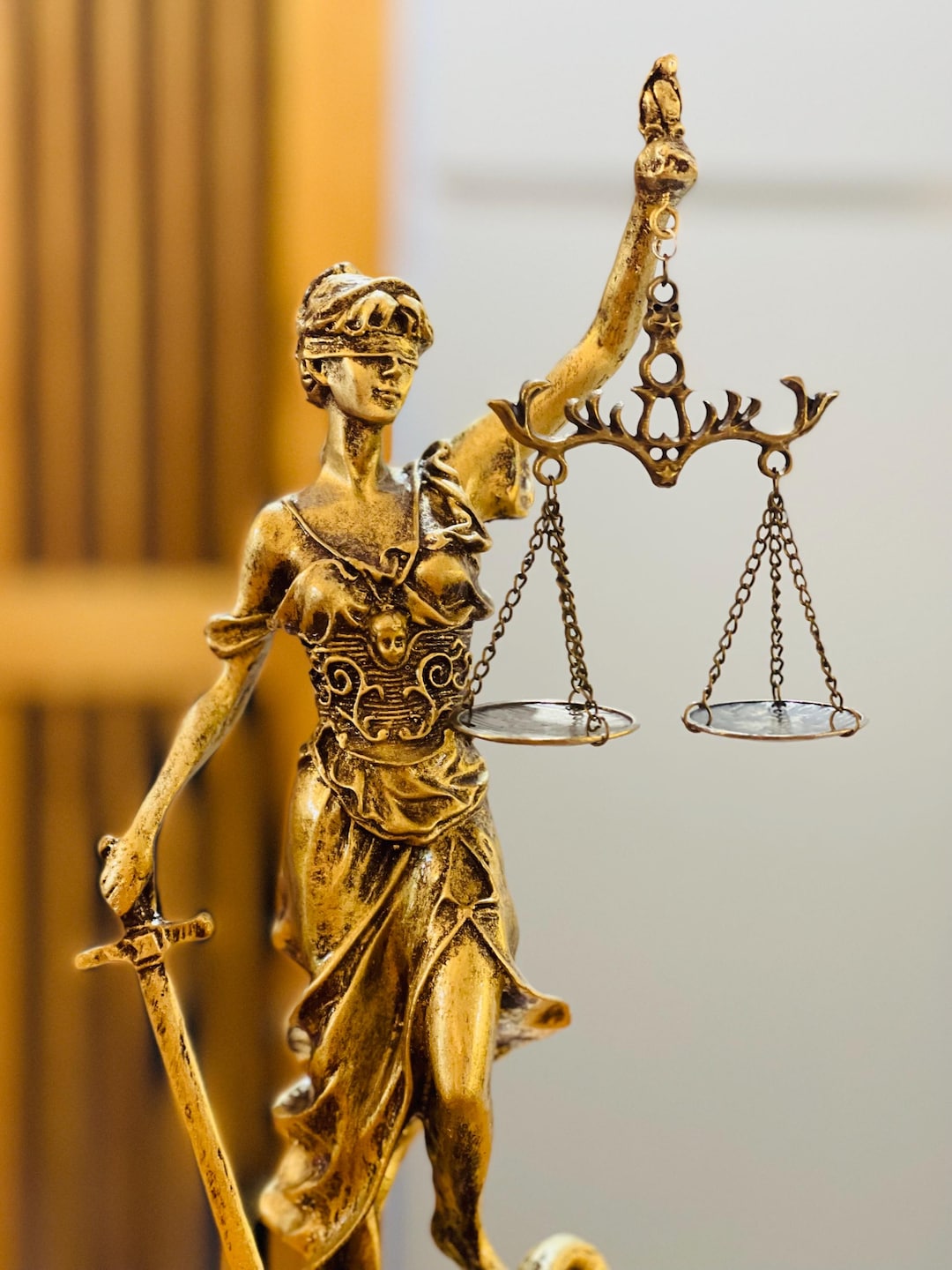 Handmade Lady Justice Statue: Blindfolded Goddess With Sword & Scales ...