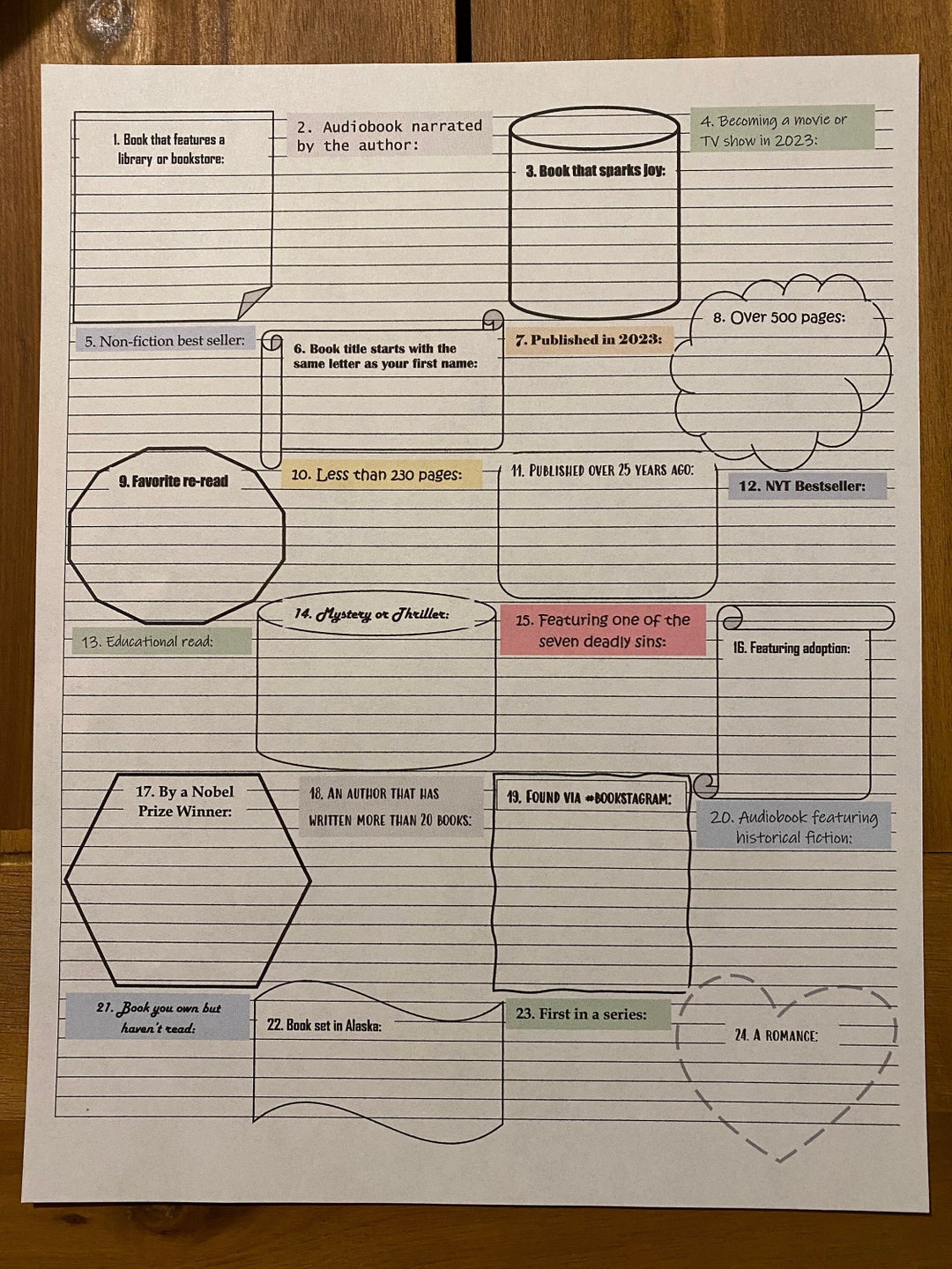 Book Reading Challenge **digital** Printable Around the Year in 48 ...