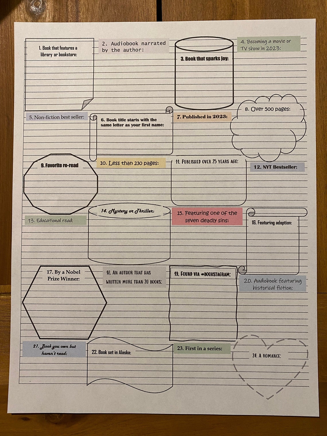 Book Reading Challenge **digital** Printable Around the Year in 48 ...