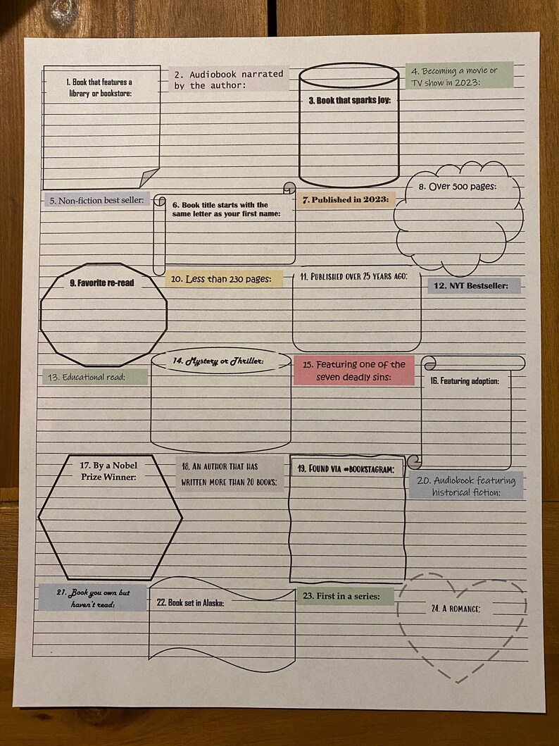 Book Reading Challenge **digital** Printable Around the Year in 48 ...