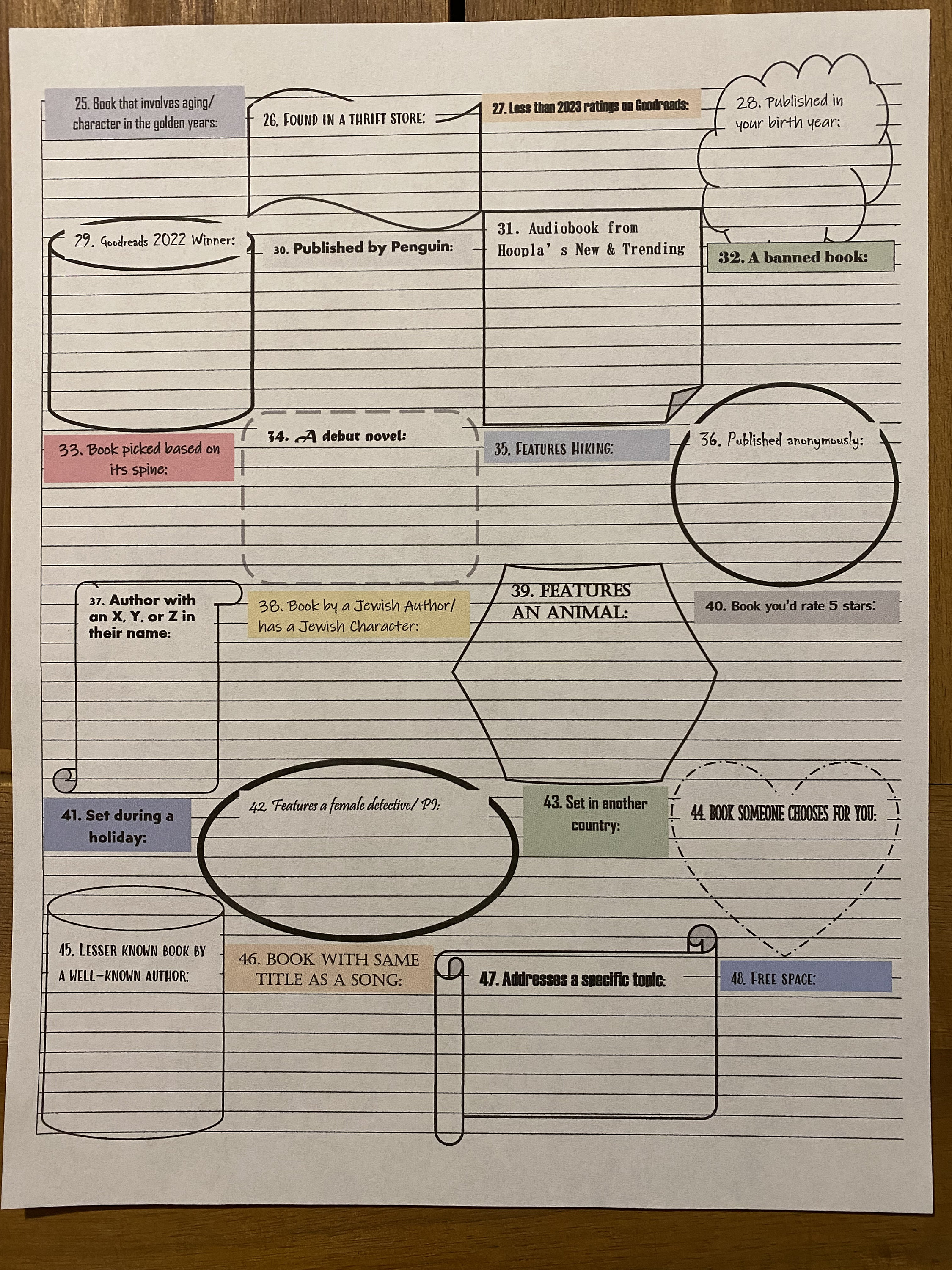 Book Reading Challenge **digital** Printable Around the Year in 48 ...