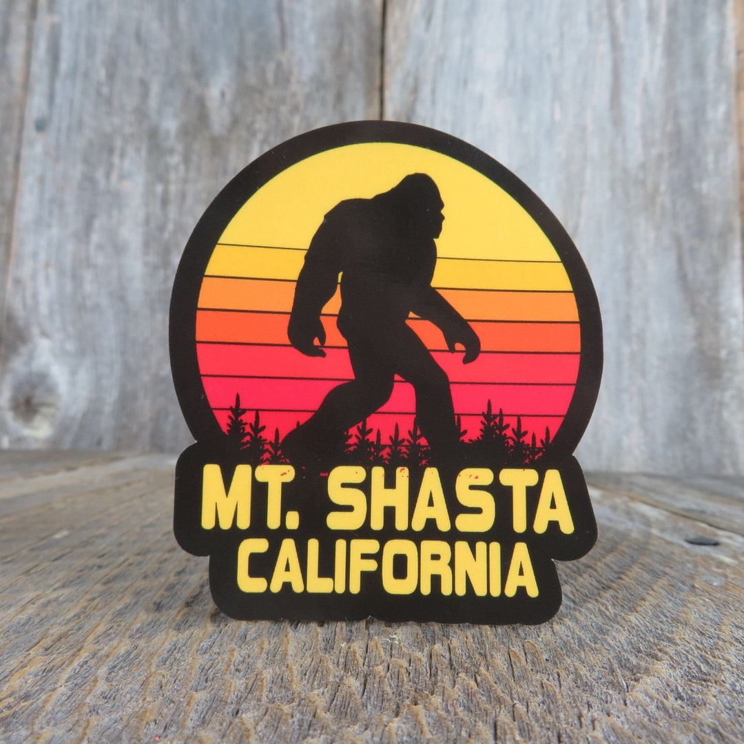 Mount Shasta California Bigfoot Sticker Retro Sunset Souvenir Travel ...