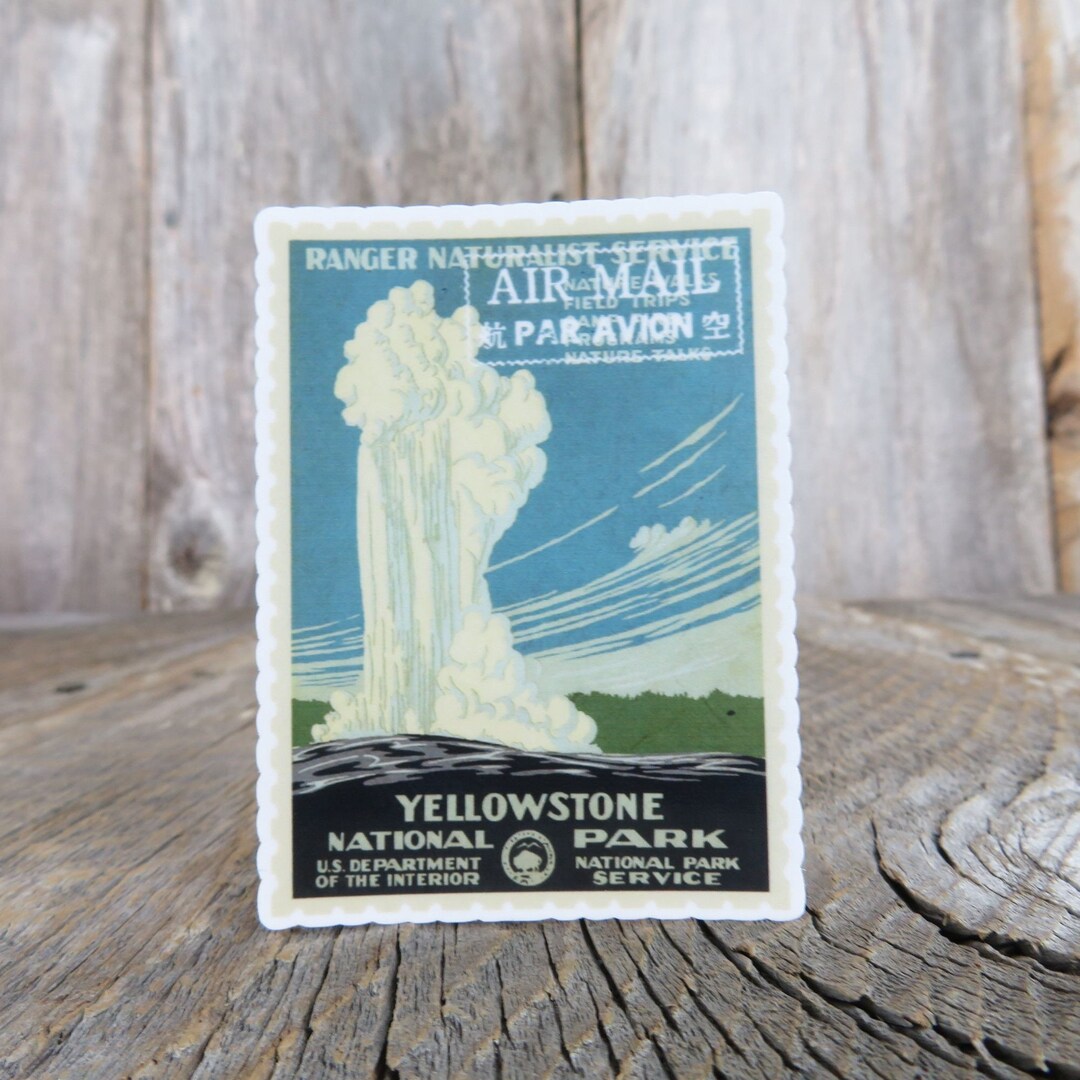 Yellowstone Old Faithful Sticker Vintage Stamp Wyoming National Park ...