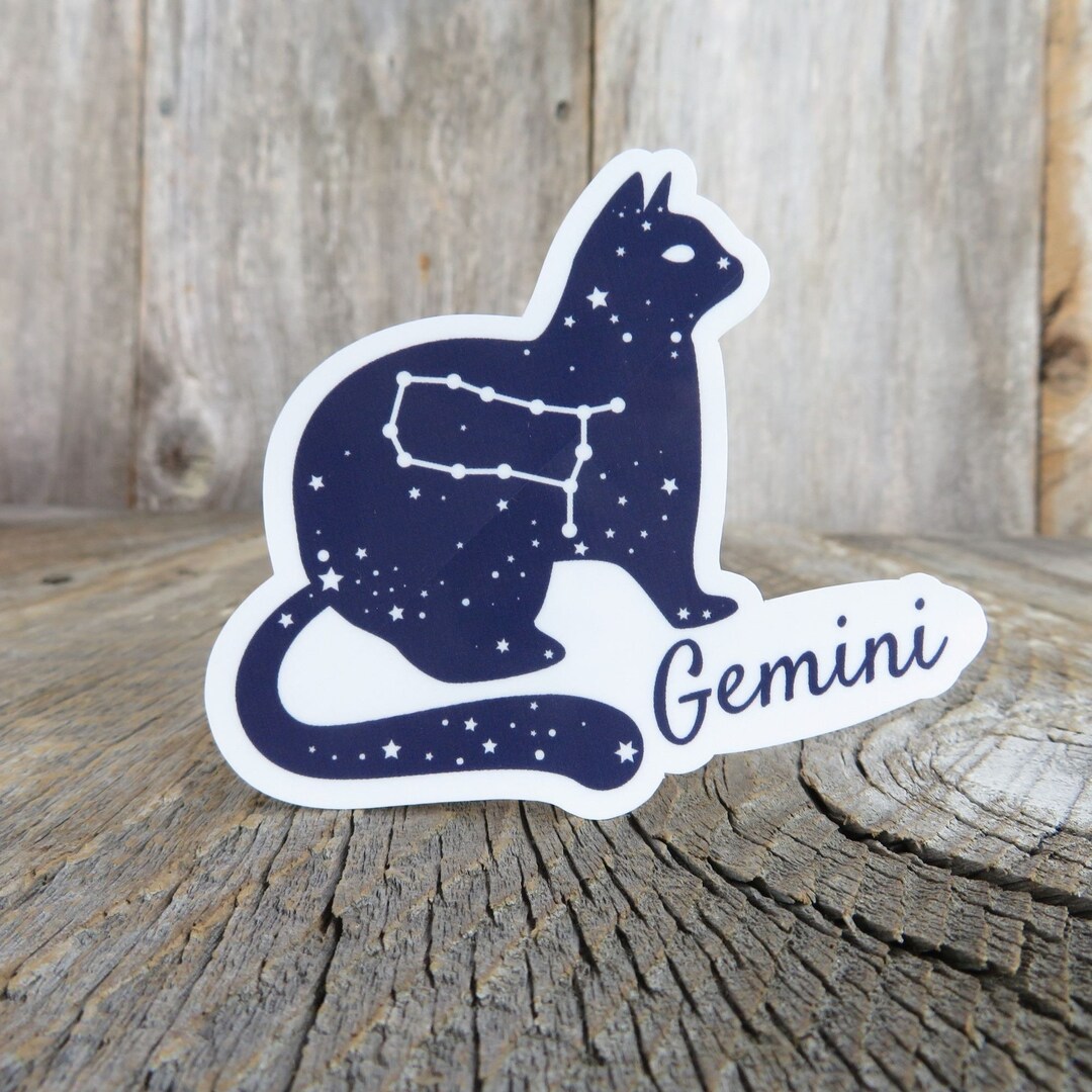 Gemini Cat Birthday Sign Sticker Cat Lover Astrology Star Sign ...
