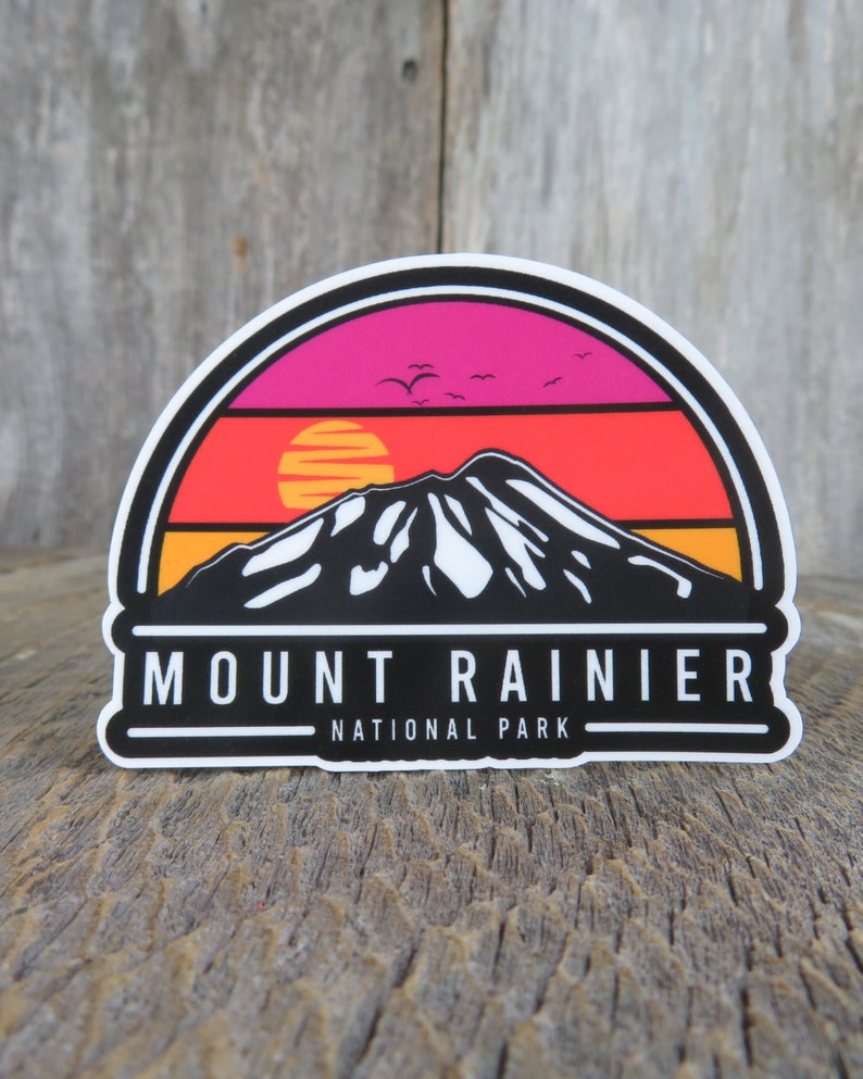 Mount Rainier National Park Sticker Washington Retro Sunset - Etsy