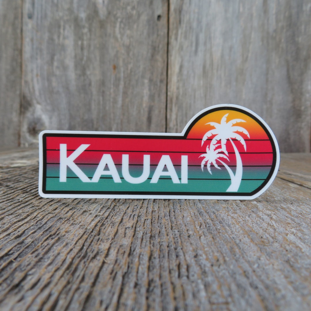 Kauai Sticker Hawaii Sunset Palm Tree Retro Destination Souvenir Travel ...