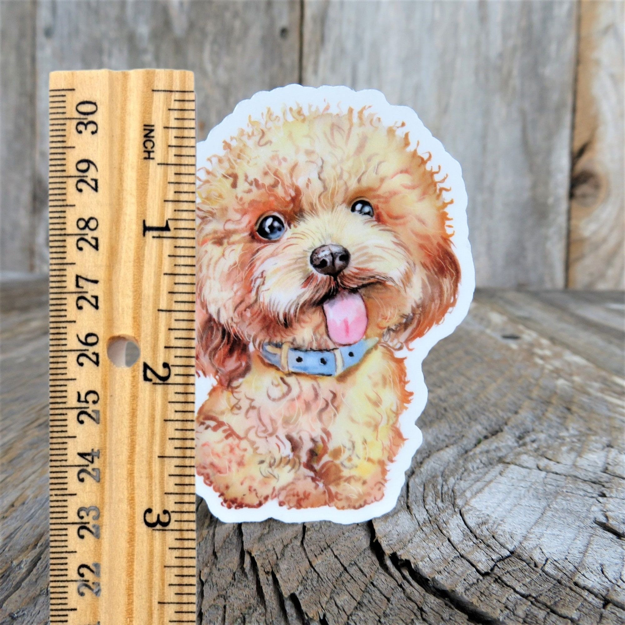 Goldendoodle Puppy Dog Sticker Decal Poodle Golden Retriever Tan Full ...