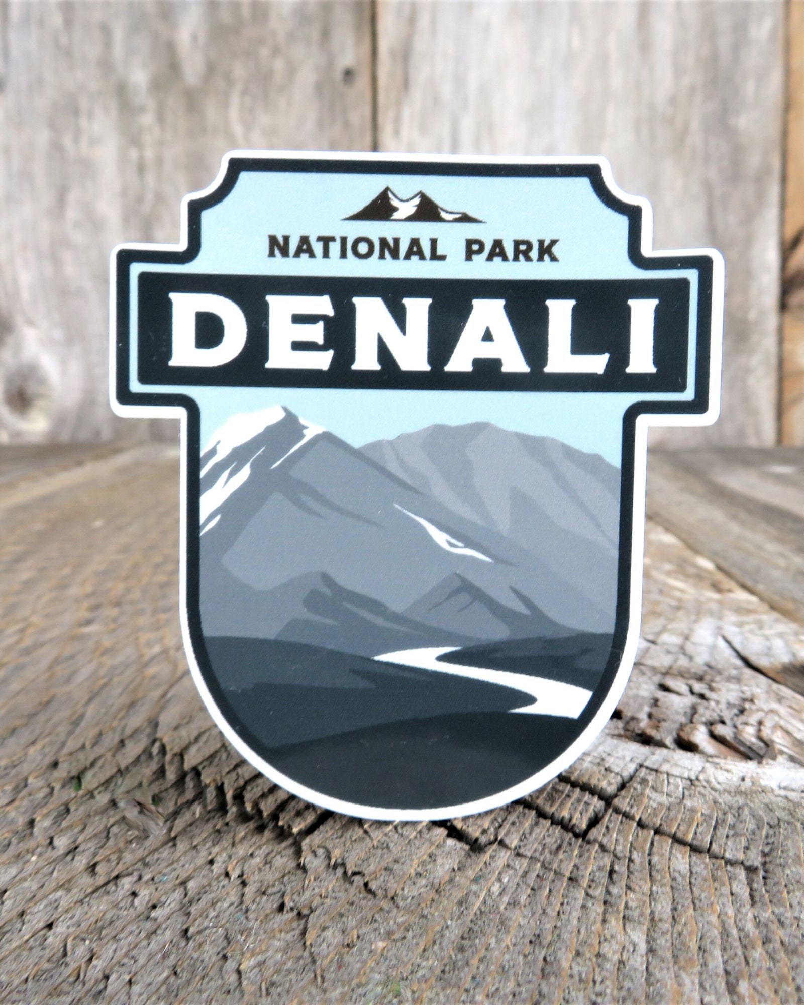 Denali National Park Sticker Alaska Shield Shaped Full Color Waterproof ...