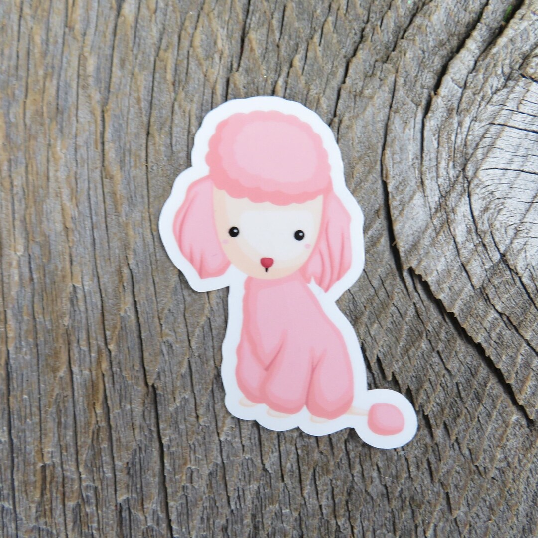 Pink Poodle Sticker Puppy Decal Full Color Cartoon Dog Lover Sticker ...
