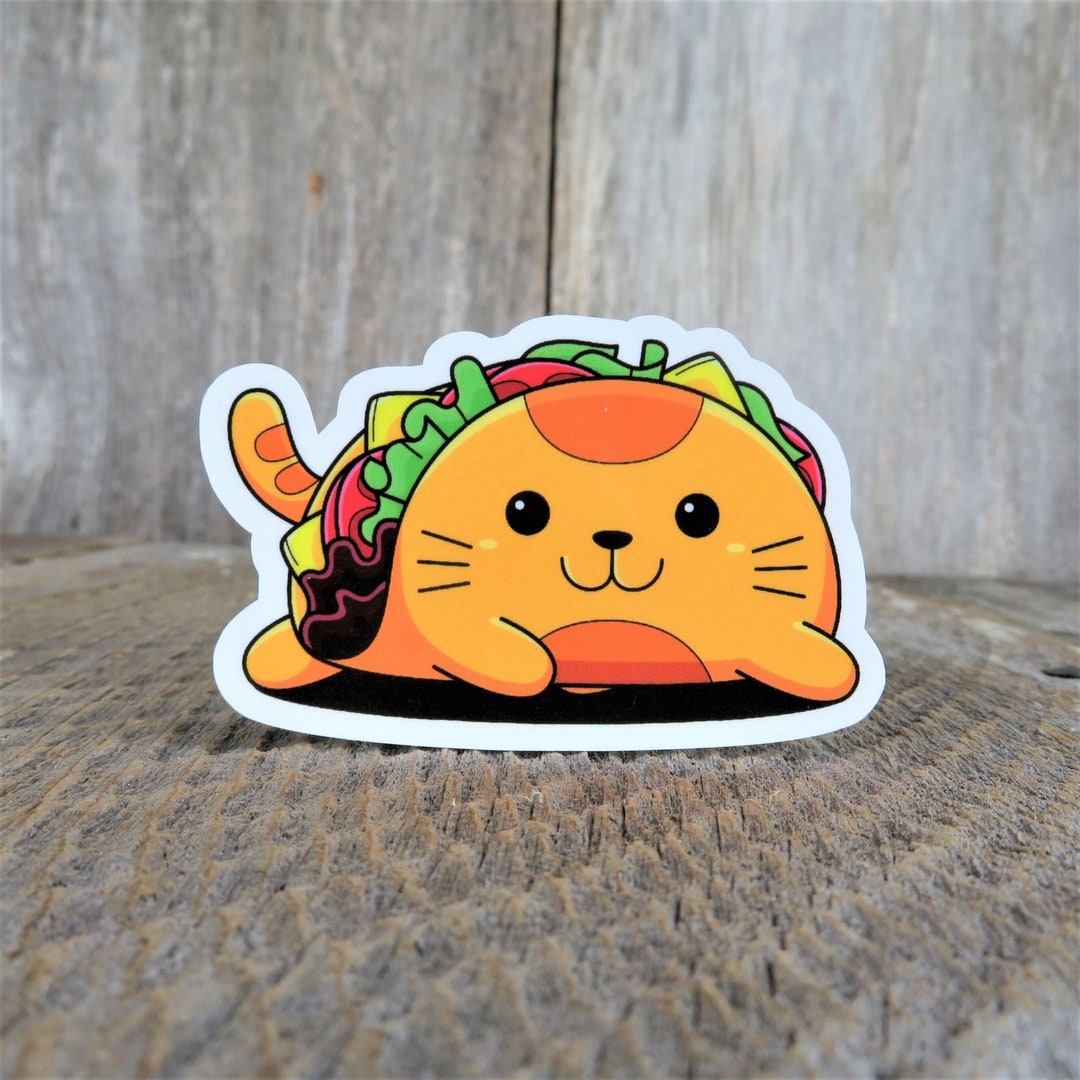 Taco Cat Sticker Funny Full Color Cat Lover Taco Tuesday Humor Sticker ...