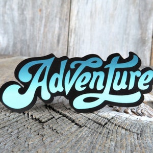 Adventure Sticker Bubble Letter Green Retro Outdoor Lover Mountain ...