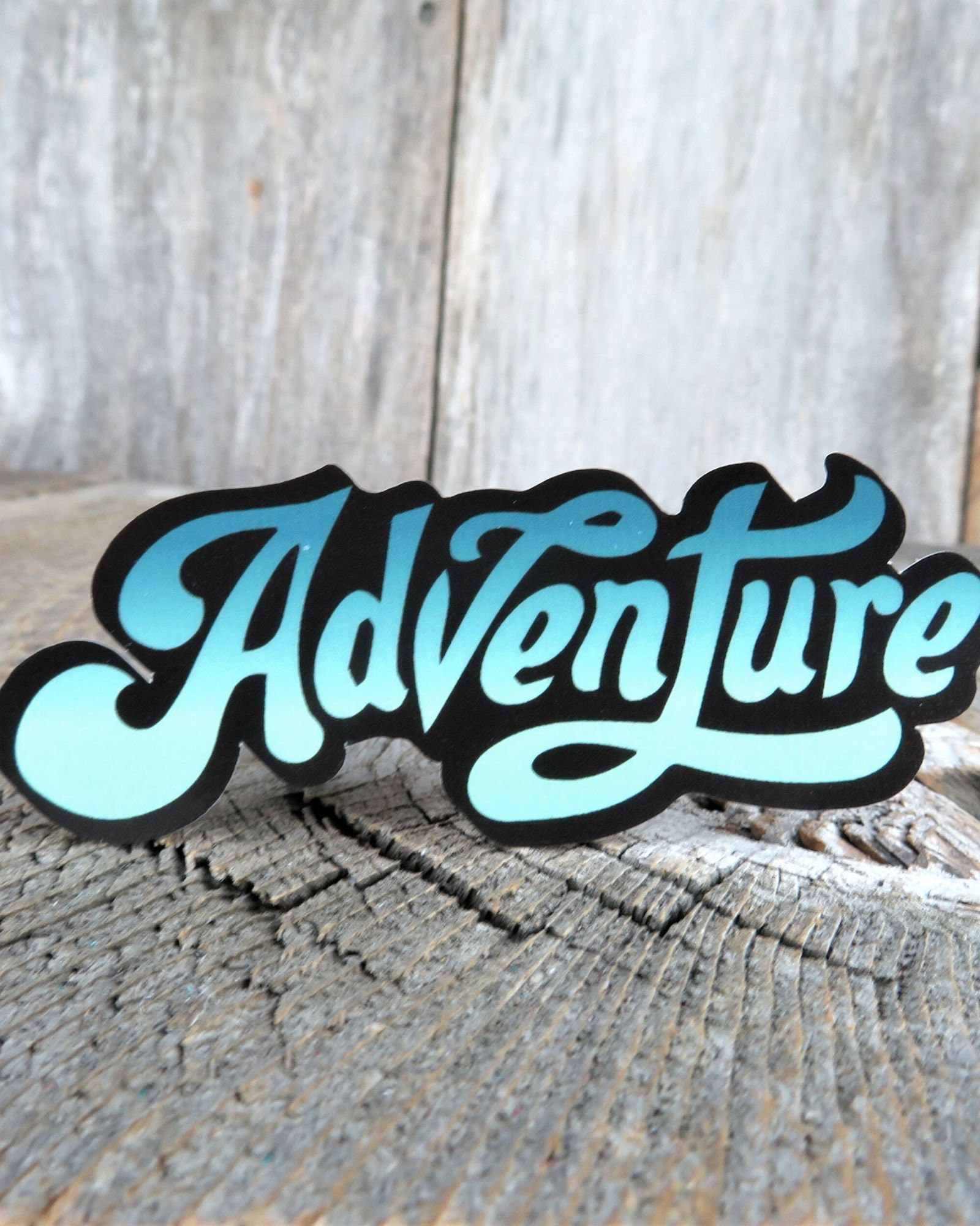 Adventure Sticker Bubble Letter Green Retro Outdoor Lover - Etsy