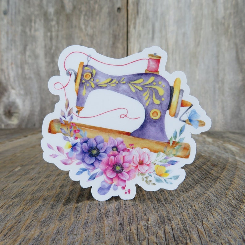 Vintage Sewing Machine Sticker Flowers Full Color Quilters - Etsy