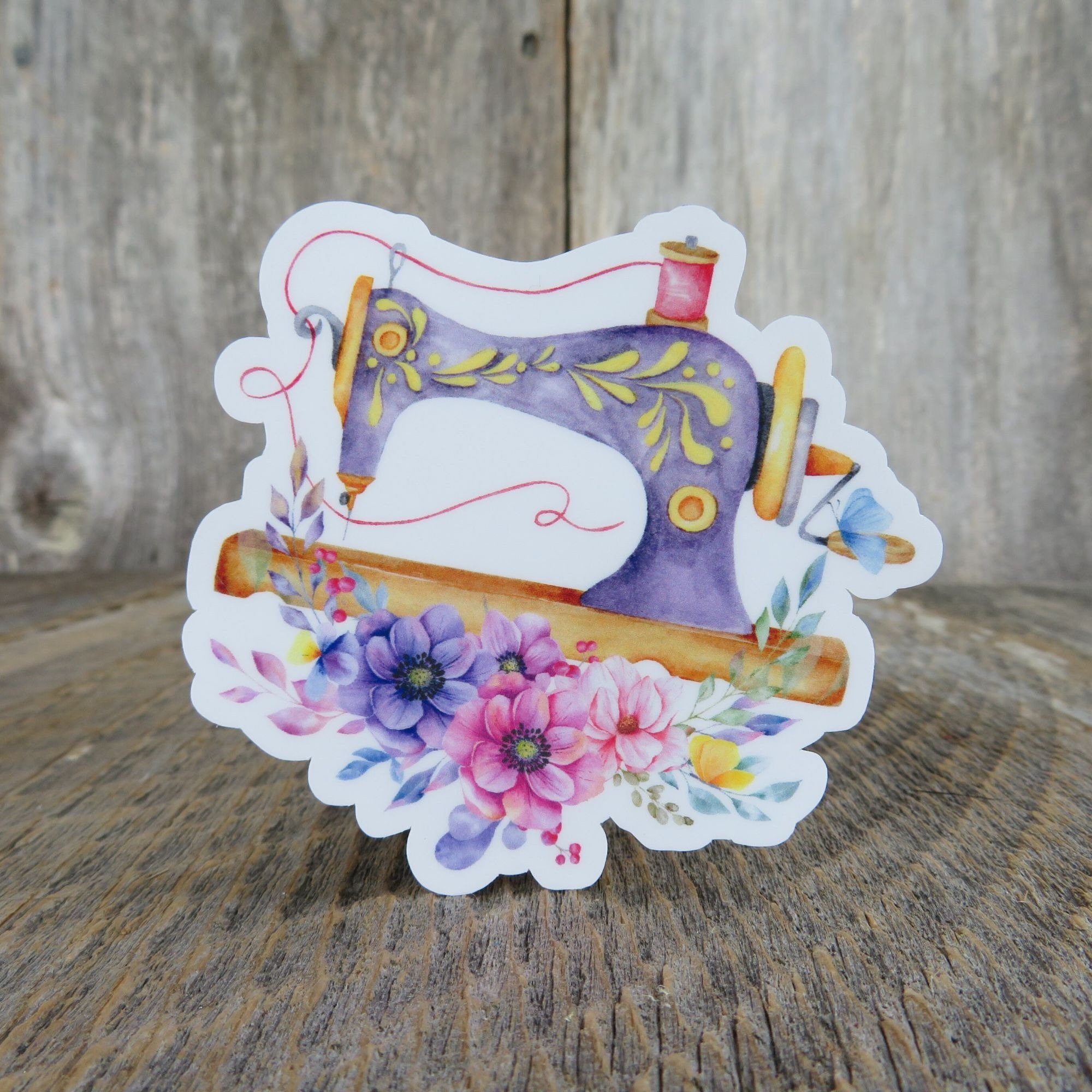Vintage Sewing Machine Sticker Flowers Full Color Quilters - Etsy