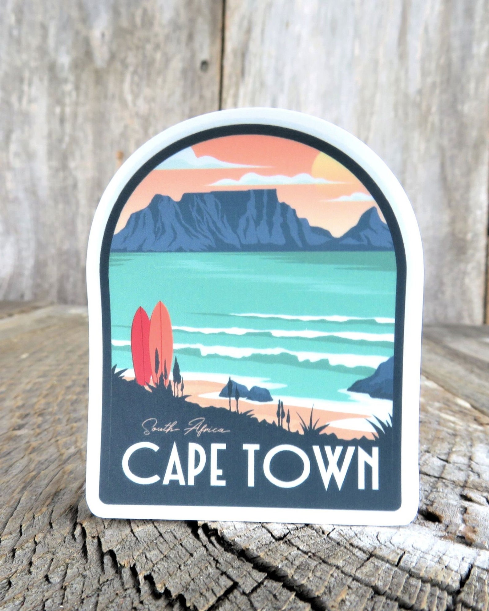 Table Mountain Cape Town Sticker South Africa Coast Retro Color Travel ...