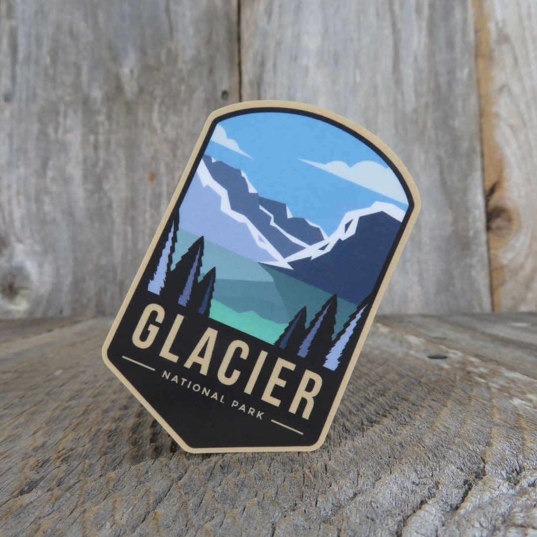 Glacier National Park Sticker Montana Emblem Shield Shaped Mountain ...